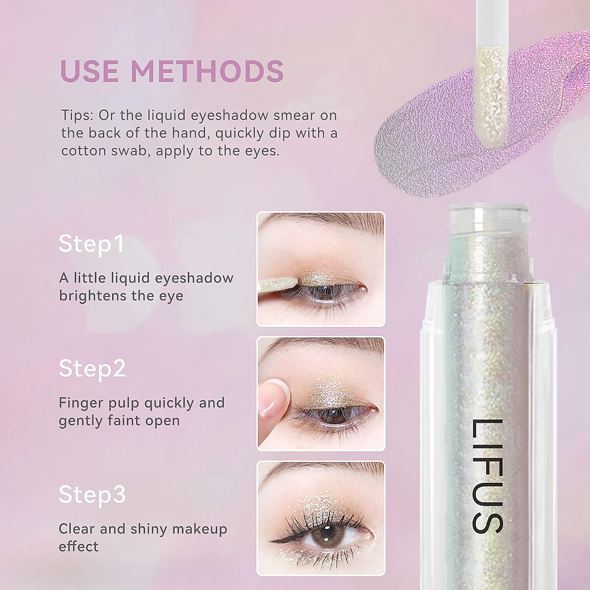 LIFUS Liquid Eyeshadow, Korean Eye Glitter Makeup - Long Lasting, Highly Pigmented, Quick-Drying, 1.0 Fl Oz, C1