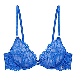 Savage X Fenty, Women's, Missy Savage Not Sorry Ultra Demi Unlined Lace Bra, Blue Cyber Café, 32DD