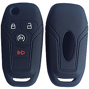 SOLIFEGOBLE 2pcs Car Remote Key Cover,Silicone Car Remote Key Fob Cover Case for Ford F-250 F-350 Fusion Fiesta Mustang Explorer Skin Jacket 4 Buttons