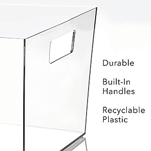 Nate Home mDesign by Nate Berkus Wide Plastic Bin with Handles | Perfect Organizer for Kitchen Storage or Fridge, and Pantry Organization from mDesign - Set of 4, Clear