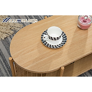 MAISON ARTS Modern Coffee Table with Storage Shelf, Rustic Farmhouse Coffee Table with Metal Legs for Living Room, Wood Look Mid Century Accent Furniture, Easy Assembly