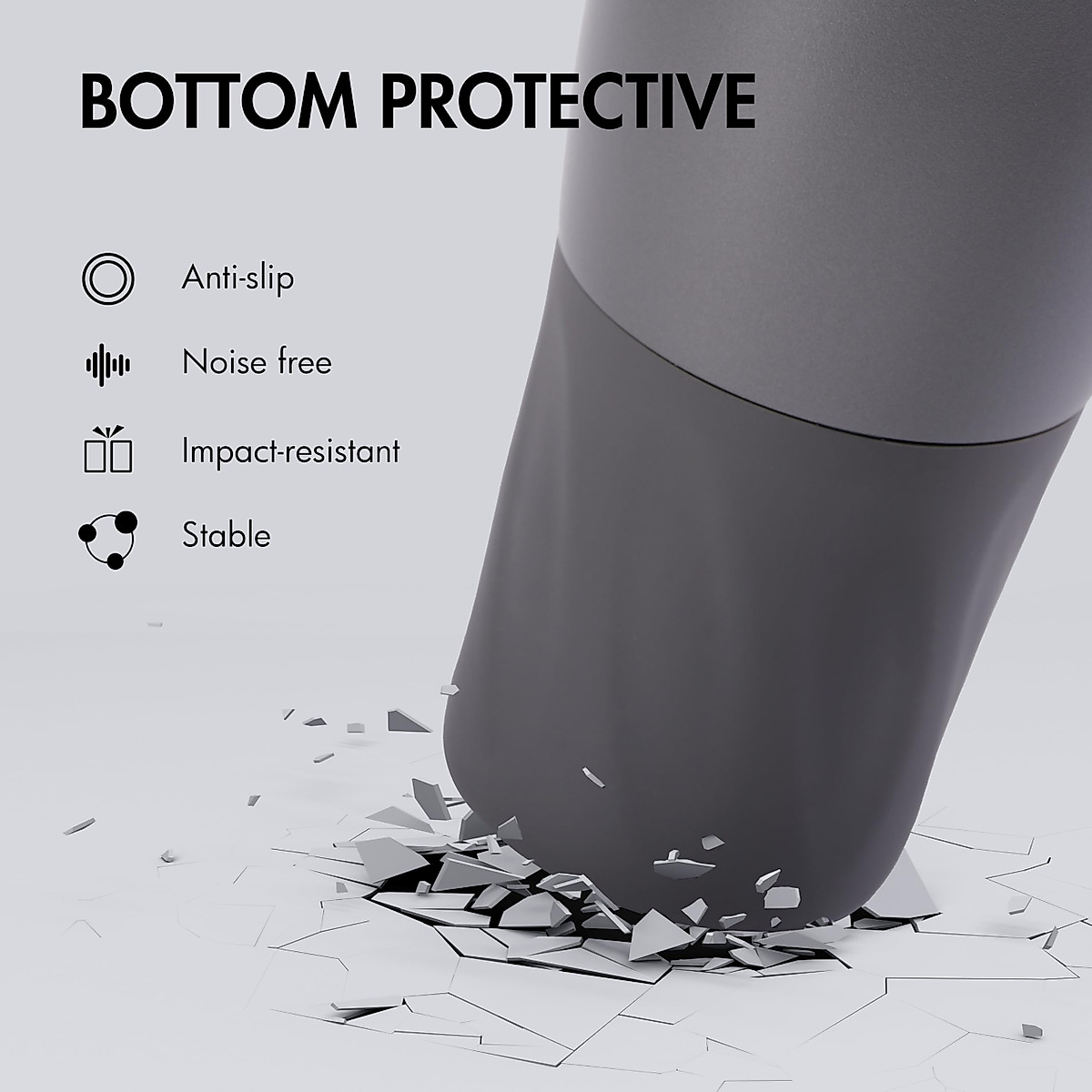 WOOVO 30 oz Tumbler with Handle and Straw - Insulated Double Wall Stainless Steel Water Bottle with SIlicone Boot - BPA Free Water Tumbler with Lid - Dishwasher Safe Cups Stay Hot Cold - Grey