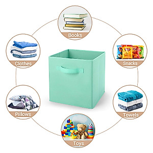 MaidMAX Cloth Storage Bin with Dual Handles for Home Closet Drawers Organizer Foldable 10.5×11 inches, Set of 6, 6 Colors