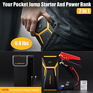 VTOMAN V6 Pro 2000A Jump Starter, Car Battery Jumper Starter Portable for 7L Gas/5L Diesel Engines, Jump Box,12V Auto Jump Start Battery Pack, Lithium Booster Pack, Portable Charger and Jumper Cables