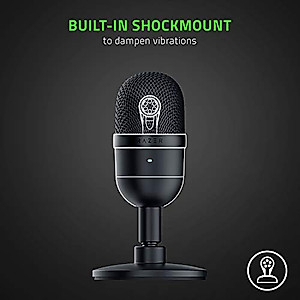 Razer Seiren Mini USB Condenser Microphone: for Streaming and Gaming on PC - Professional Recording Quality - Precise Supercardioid Pickup Pattern - Tilting Stand - Shock Resistant - Classic Black