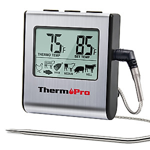 ThermoPro TP-16 Large LCD Digital Cooking Food Meat Smoker Oven Kitche+ ThermoPro TP420 Two-in-One Infrared Thermometer with Meat Probe, Instant Read Digital Meat Thermometer for Cooking