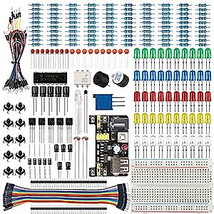 Smraza Basic Starter Kit for Arduino,Breadboard, Power Supply, Jumper Wires, Resistors, LED, Electronic Fun Kit Compatible with Arduino R3, Mega2560, Nano, Raspberry Pi
