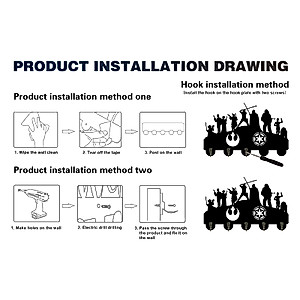 ANTWAX Star Black Key Holder for Wall, Star and Warplane Theme Key Holder, Wars Theme Key Rack Wall Decor for Bedroom, for Wall for Kitchen and Entryway Decor, Easy to Install