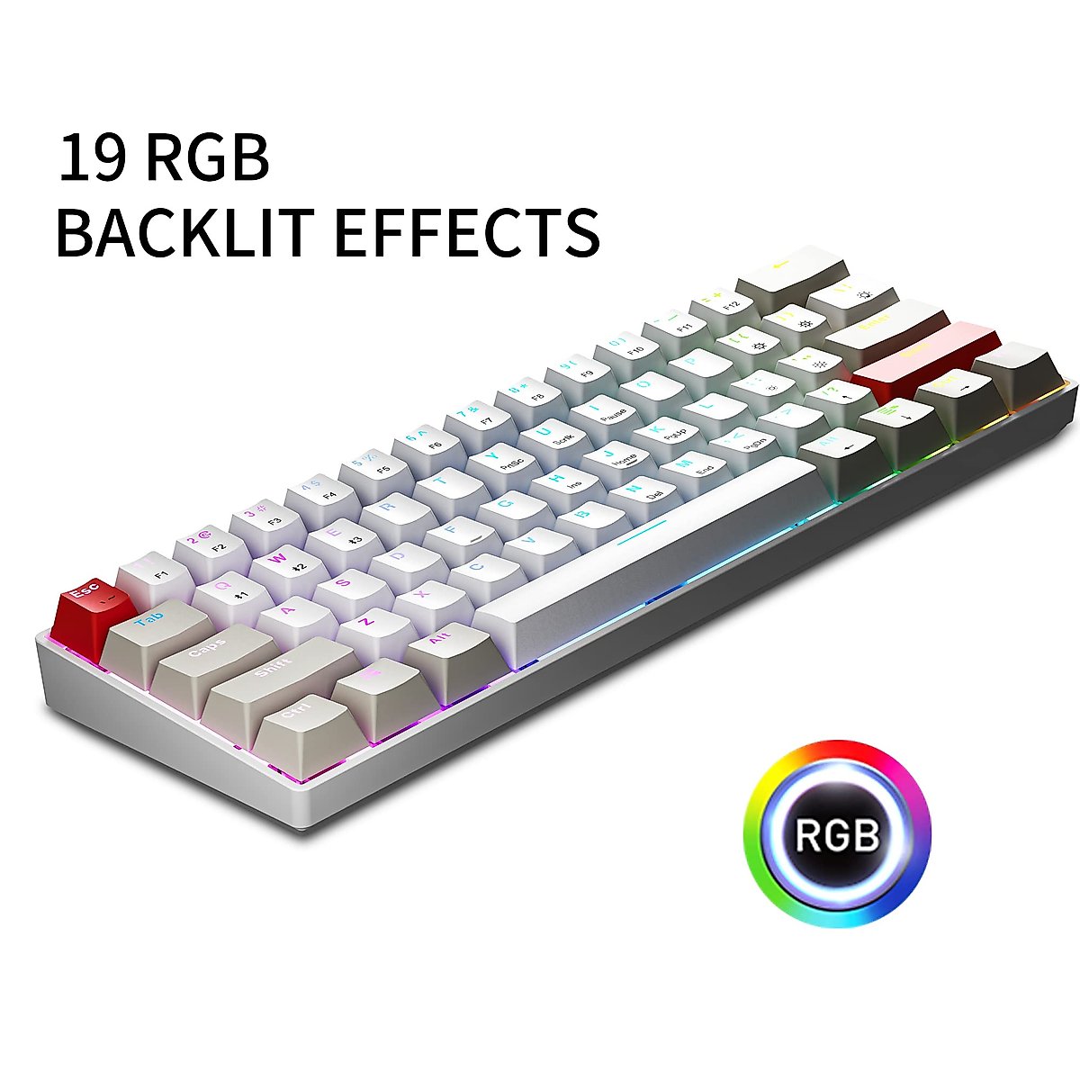Newmen GM610 60% Wireless Mechanical Gaming Keyboard,Wired/Bluetooth Keyboard,RGB Backlit,61 Anti-Ghosting Keys,Programmable,Hot-Swappable,for Windows Mac Android (Brown)