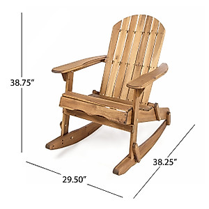 Christopher Knight Home Malibu Outdoor Acacia Wood Adirondack Rocking Chairs, 2-Pcs Set, Natural Stained