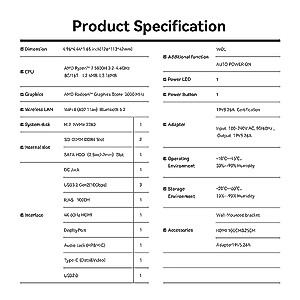 Beelink Mini PC, AMD Ryzen 7 5800H (8C/16T, up to 4.4GHz, 54W TDP), Mini Computer 16GB DDR4 1TB PCIe3.0 SSD, Support 4K@60Hz Triple Display/WiFi 6/BT5.2/USB3.2/Gaming/Office/Home Desktop PC