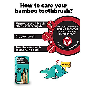 SAVSEA Bamboo Toothbrush with Soft Medium Bristles for Men & Women, (8 Toothbrushes)