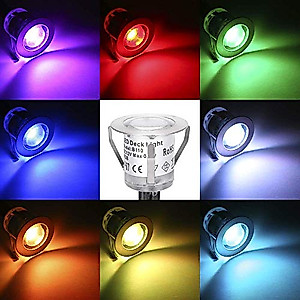 Lixada Recessed LED Deck Light 16 RGBW Colors/4 Lighting Modes Remote Control IP67 Waterproof LED in Ground Lights for Outdoor Yard Garden Stair Patio Pool Deck Kitchen -10Pack - RGBW Colors (30mm)