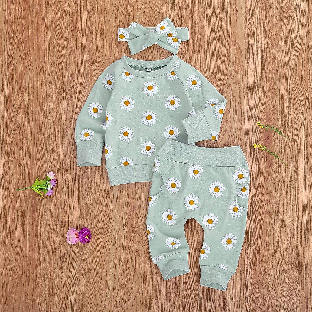 Newborn Infant Baby Girl Clothes Set Long Sleeve Sweatshirts Tops Pants Outfits Clothing Gifts 3 6 9 12 18 24 Months (Green, 0-6 Months)