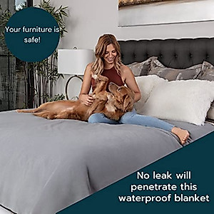 Waterproof Blanket Cover 80”x90” for Adults, Dogs, Cats or Any Pets - 100% Waterproof Furniture or Mattress Protector – Large Size for Twin, Queen, King Beds (Warm Gray/Cool Gray)