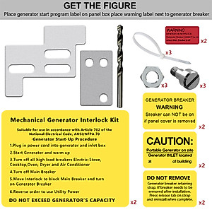 ZTTXL Generator Interlock Kit Compatible with General Electric GE 150 or 200 amp Main Breaker,1 1/4 inches Spacing Between Main and Branch Breaker, Professional and Interlock Kit (Style 2)