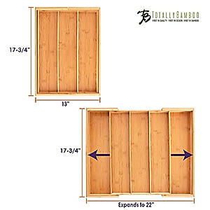 Totally Bamboo Expandable 5-Compartment Drawer Organizer, Expands from 13 to 22" Wide