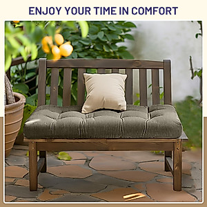 Outdoor Bench Cushion for Indoor/Outdoor Furniture - Thickened Non-Slip Custom Cushions for Piano, Window, Porch Swings, Dining Bench (48x18x4 Inch, Hemp Brown)