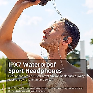 CelsusSound S800C Bone Conduction Headphones,IPX7 Waterproof Sports Earbuds with Noise-Canceling MIC,Bluetooth 5.3 Open-Ear Wireless Headset for Outdoor Running Cycling Hiking，10H Playtime（Grey）