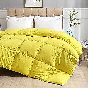 BPC Twin Size Down Comforter - Goose Duck Down and Feather Filling - Soft Brushed Microfiber Fabric-All Season Feather Down Comforter Duvet Cover with Cover Tabs Duvet Insert