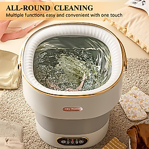 Portable Washing Machine,Mini Washer 15L Upgraded With Spin Basket,Small Clothes Folding Washing Machine Of Underwear, Baby And Small Clothes,Suitable For Home Apartments Dormitories, Hotels Beige
