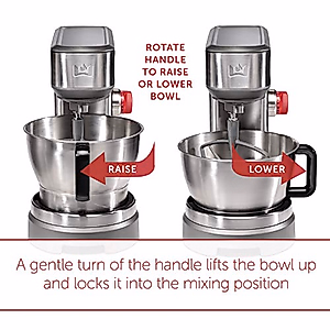 Wolf Gourmet High-Performance Stand Mixer, 7 qrt, with Flat Beater, Dough Hook and Whisk, Brushed Stainless Steel (WGSM100S)