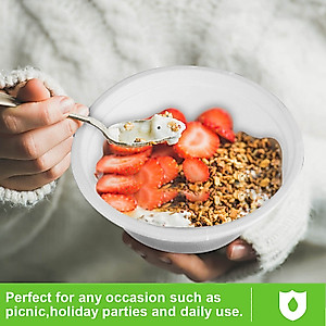 Go-Green 100% Compostable Disposable Bowls,Heavy Duty Paper Soup Bowl,Made of Sugarcane Fibers(17oz-500ml),50 pack