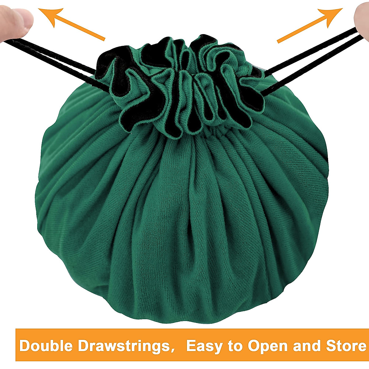 SIQUK Large Dice Bag with Pockets Big Capacity Dice Bag Drawstring Dice Pouch DND Dice Storage Bag for RPG MTG Table Games, Hold Over 300 Dice, Dark Green