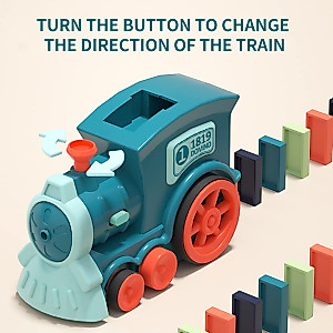 B-Qtech Domino Train Toy Set for Kids - 80pcs, Domino Blocks Set Building and Stacking Toy Creative Kids Games Gift Dominoes for Boys Girls Ages 3-8