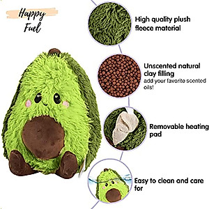 Avocado Microwavable Unscented Heating Pad for Women and Kids- Cute Soft Cozy Pillow Plush Heatable Warm Stuffed Animals - Kawaii Hot and Cold Plushie Food Toy - Avocado Gifts for Girls and Boys