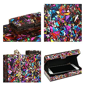 Mixed Color Sequins Acrylic Evening Bag Unique Square Bag Dress Purse for Women Party Evening Clutch