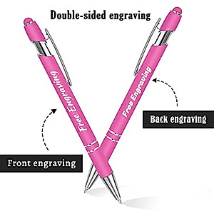 Personalized Pens with Stylus Tip - FREE PERSONALIZATION - Customized Stylus Ballpoint Pens with Your Name,Text,Message for Business,Graduation,Anniversaries-Custom Pens 12 pcs/pack (Assorted)