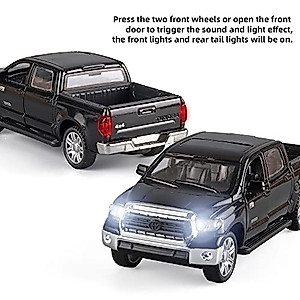 OANMYJJO Toy Pickup Trucks for Boys 1/32 Tundra Diecast Cars Model，Zinc Alloy Toy Pickup Truck，with Sound and Light、Pull Back，Birthday Gifts for Kids Ages 3 Year and UP（Black）