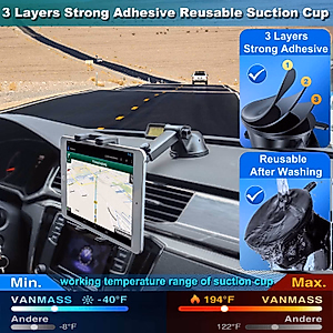 Car Dashboard Tablet Mount for 4-13" iPad Phone, Cuxwill Dash Windshield Tablet Telescopic Holder with Strong Suction Cup for iPad Pro 12.9 10.5 9.7, iPad Air Mini, Samsung Tab, Kindle Fire HD, iPhone