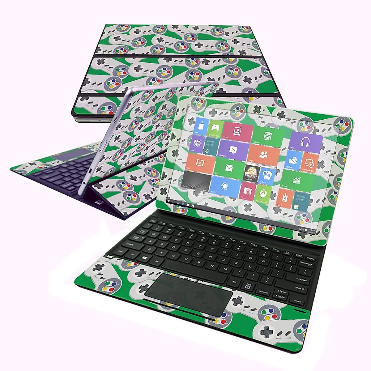 MightySkins Skin Compatible with Samsung Galaxy Book 10.6" - Retro Controllers 1 | Protective, Durable, and Unique Vinyl Decal wrap Cover | Easy to Apply, Remove, and Change Styles | Made in The USA