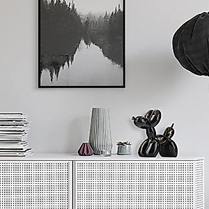 QIANLING Black Balloon Dog Statue, Black Decor Resin Balloon Dog Sculpture, Black Balloon Dog Statues for Home Decor, Modern Living Room, Room, Bookshelf, Mantel, Centerpieces