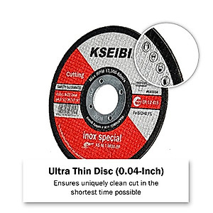 KSEIBI 50 Pack 4 1/2 Cut Off Wheels for Cutting Metal Stainless Steel 0.040" Thickness, 7/8" Arbor, Type 41 Ultra Thin Angle Grinder Wheel 646004 Cut-Off Disc