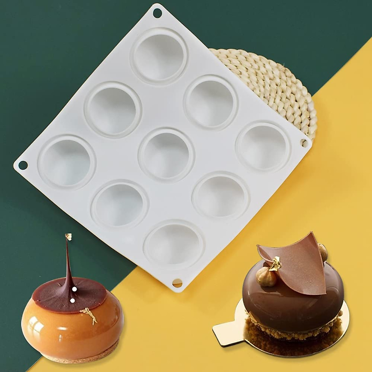 mostsom Silicone Chocolate Half Round Mold Medium Semi Sphere Silicone Mold,Half Sphere Silicone Baking Molds for Making Chocolate, Cake, Jelly, Dome Mousse (Oblate Spheroid A)