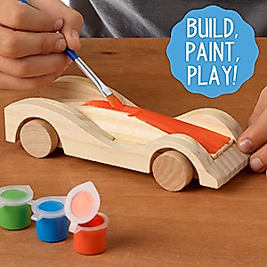 Made By Me Build & Paint Your Own Wooden Cars - DIY Wood Craft Kit, Easy to Assemble and Paint 3 Race Cars – Arts and Crafts Kit for Kids Ages 6 and Up, Multicolor