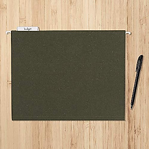 Amazon Basics Hanging File Folders, Standard Green,1/5-Cut Tabs, Letter Size, 50 Count per box