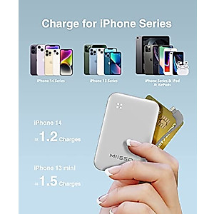 4500mAh Built in Cable Cell Phone External Battery Pack, Portable Phone Charger Power Bank 5V 2.1A Charging Mobile Phone Charger USB-C in/Out Compatible with iPhone 11/12/13, Heated Vest, White