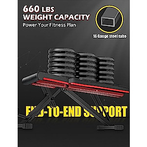 LINODI Weight Bench, Adjustable Strength Training Benches for Full Body Workout, Multi-Purpose Foldable Incline Decline Home Gym Bench