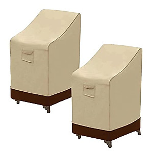 Yipincover Stackable Patio Chair Cover 2Pack,Waterproof Dining Chair Covers,Durable Stacking Chair Covers Party,Fits for 4-6 Stackable Dining Chairs(Beige&Grey,36Lx28Wx47H)-1Year Warranty