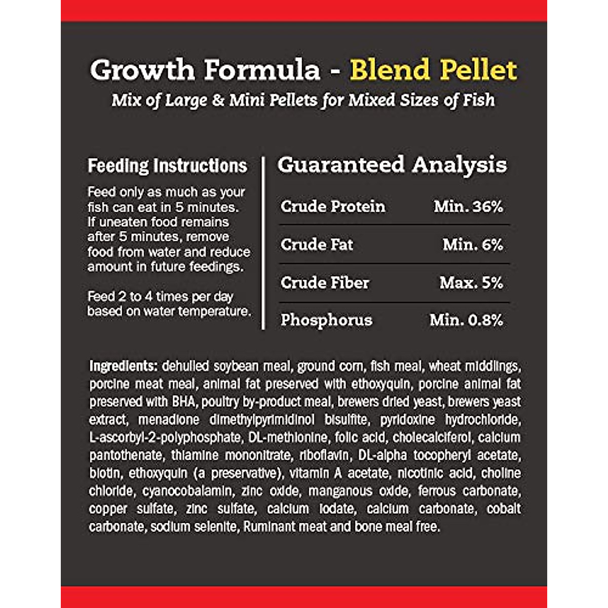 Blue Ridge Fish Food [2LB], Mini and 3/16" Floating Pellet, Koi and Goldfish Growth Formula Blend