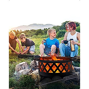 Outdoor 2 in 1 Fire Pit 30" Wood Burning FirePit with Grill, Spark Screen, Great for Outdoor, Garden, Patio, Backyard, Bonfire