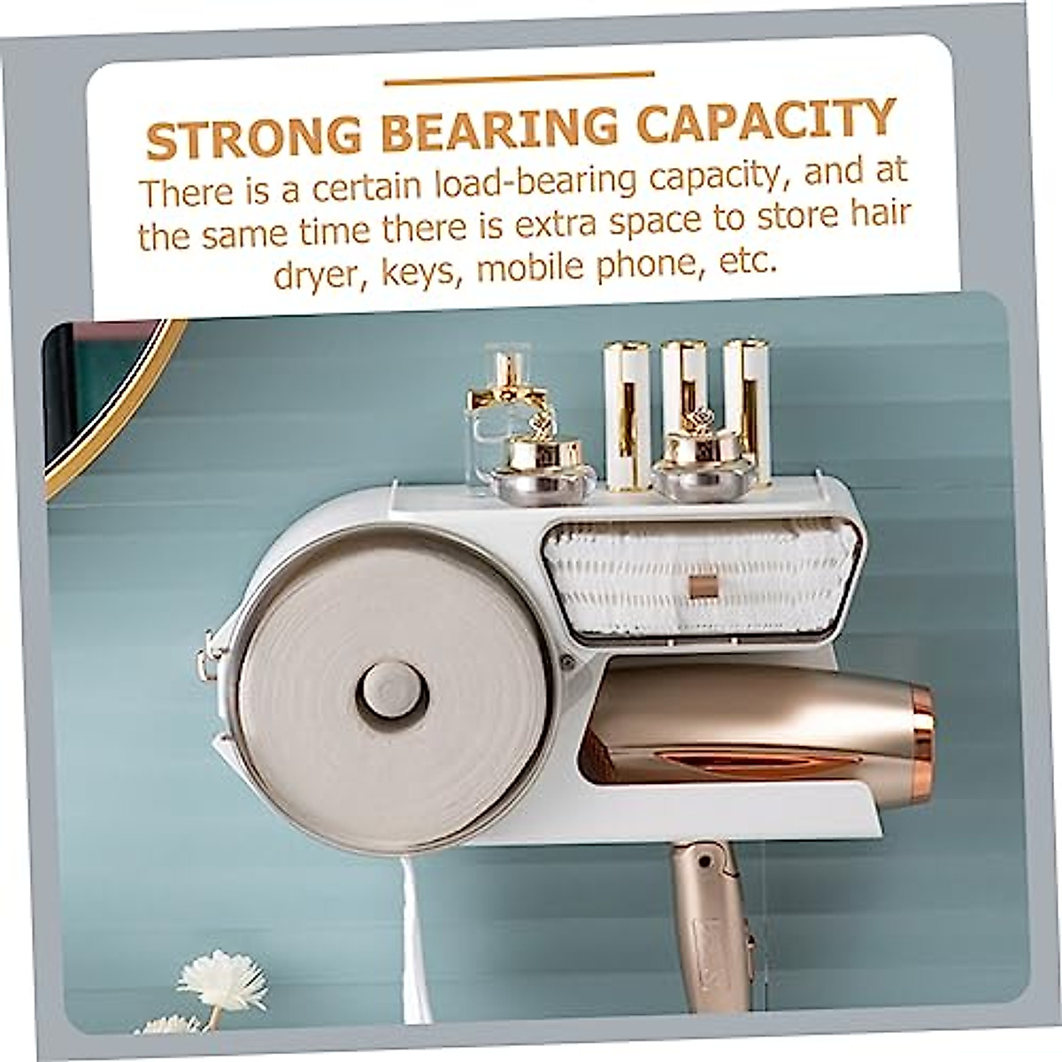 SWOOMEY Paper roll White Toilet Paper Holder Wall Mount Toilet Paper Holder Paper Towel Dispenser Tissue Storage Shelf Wall Toilet Paper Towels Holder Toilet Paper Case No Punching Napkin