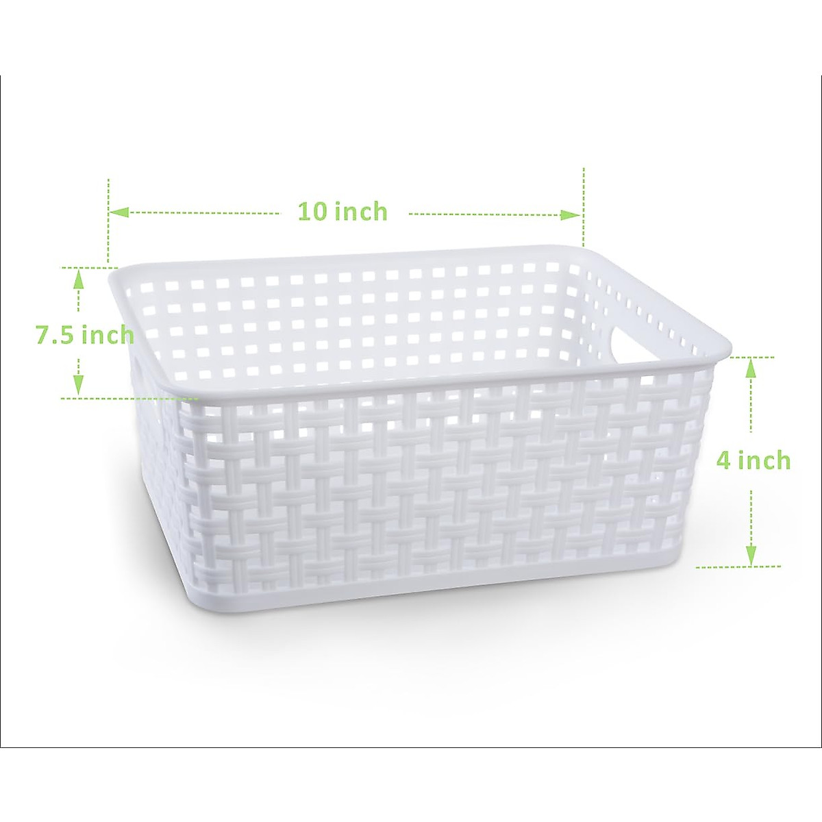 ZHENFAN White Plastic Woven Storage Baskets, 6-Pack Weave Basket Organizer for Kitchen Office Bathroom