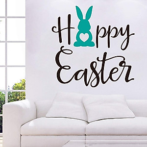 Summerjokes Happy Easter Funny Wall Sticker Decals Vinyl Removable Room Home Decoration, Family Living Room Kitchen Hotel Lobby Party Decoration Wall Decoration Glass Window Decoration