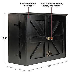 Excello Global Products Barndoor Bartender Cabinet with 10 Piece Bar Tool Set: The Perfect Kit for Home Bartenders (Black)