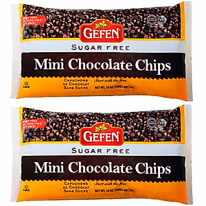 Gefen Mini Chocolate Chips, Sugar Free, 10oz (2 Pack) Dairy Free, Nut Free, Lactose Free